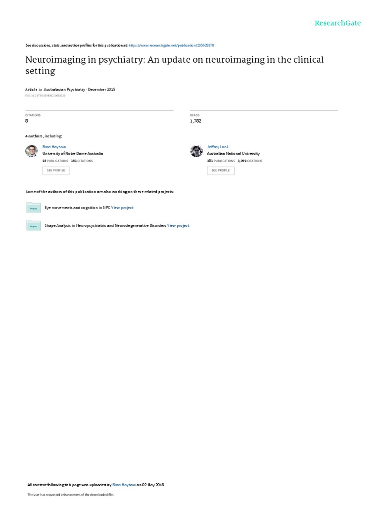 Neuro Imaging in Psychiatry | PDF | Medical Imaging | Neuroimaging