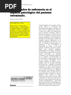 Impacto De La Enfermera Enterostomal En El Autocuidado Del