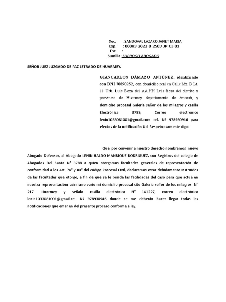 Cambio de Abogado Defensor | PDF