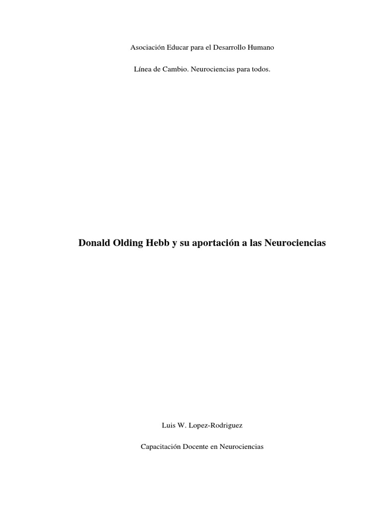 Donald Olding Hebb y Su Aportación A Las Neurociencias | PDF ...