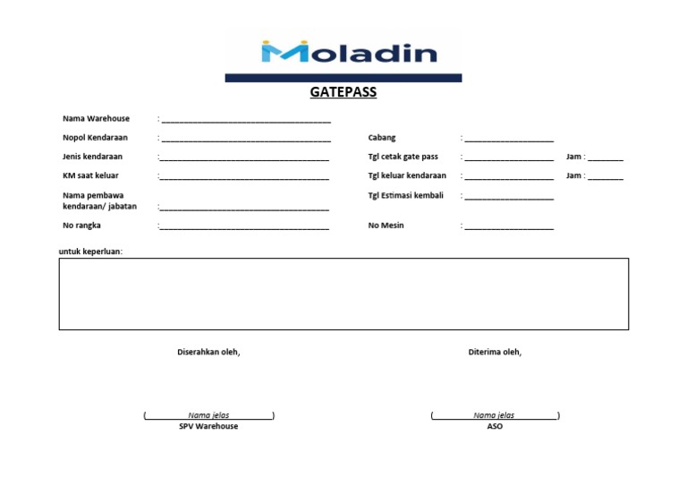 Form Gatepass - Revise | PDF