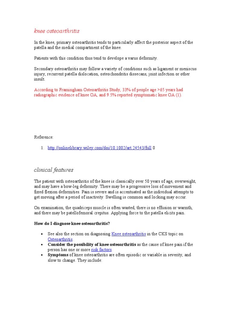 Knee Osteoarthritis Pdf Osteoarthritis Knee