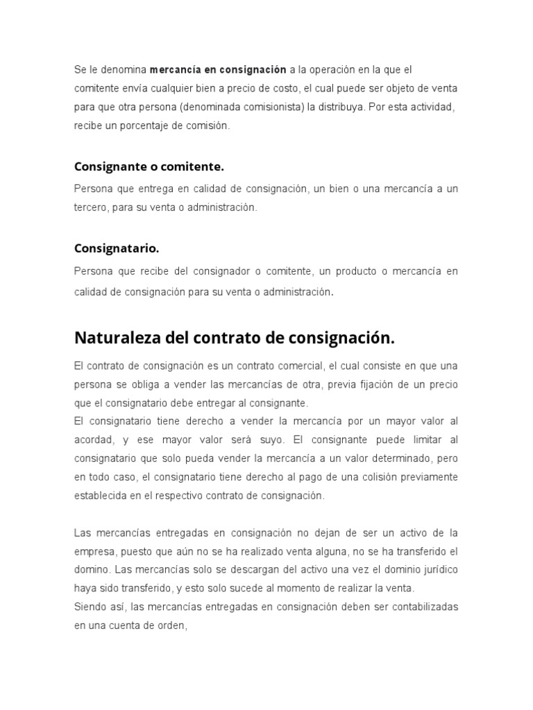 Mercancias en Consignacion | PDF