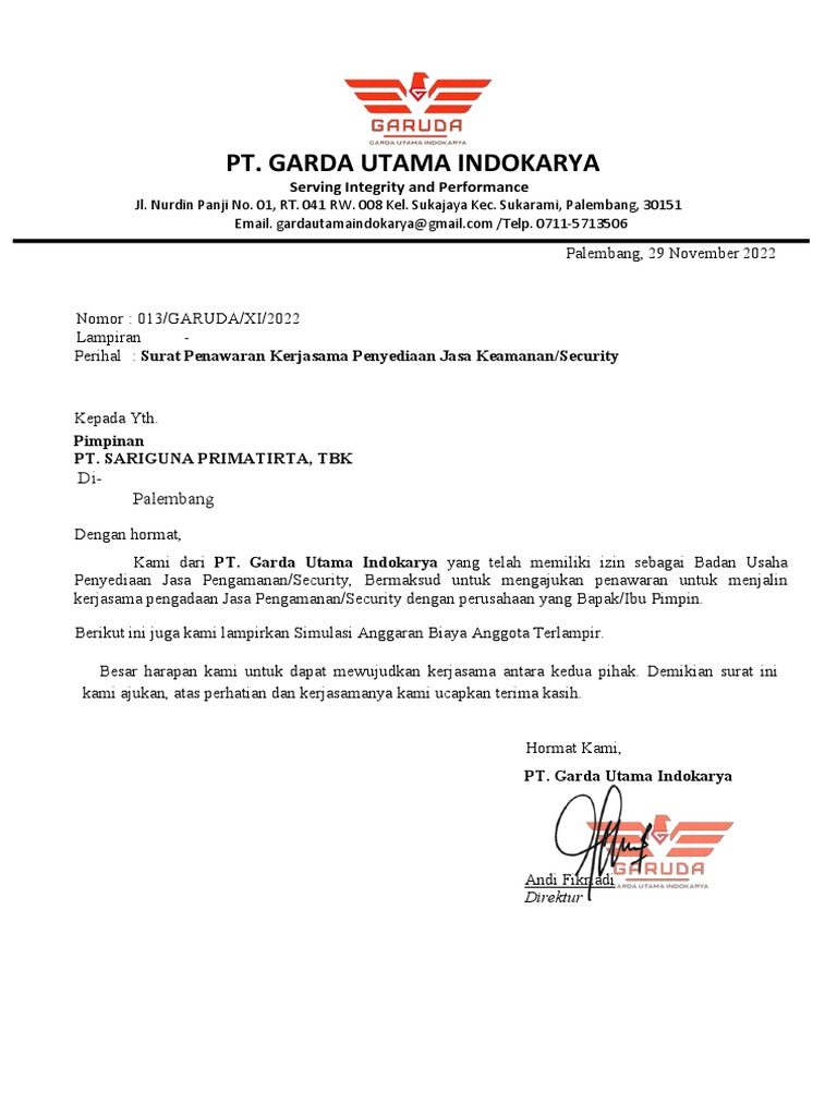 Surat Penawaran PT. Cleo | PDF