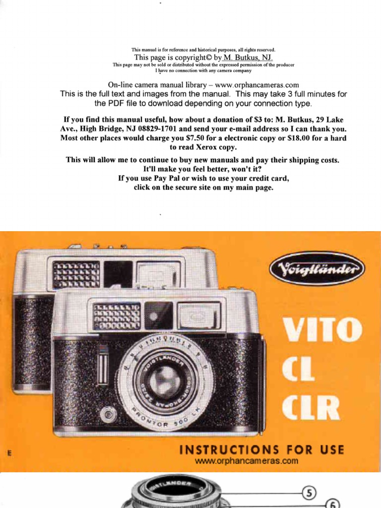 Voigtlander Vito CL CLR | PDF | Film Speed | Shutter (Photography)
