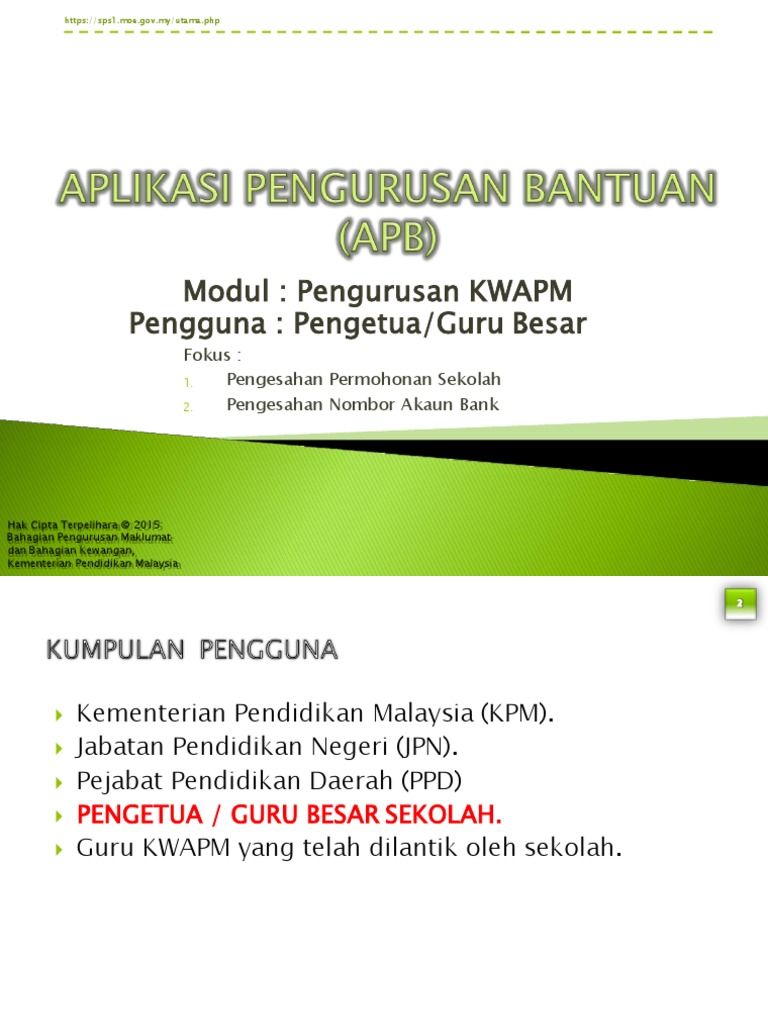 Manual Pengguna APB - Modul Pengurusan KWAPM (Guru Besar) | PDF