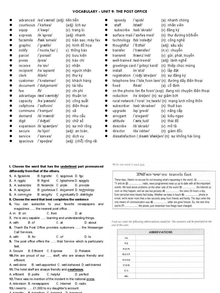 VOCABULARY unit 9 - Copy | PDF