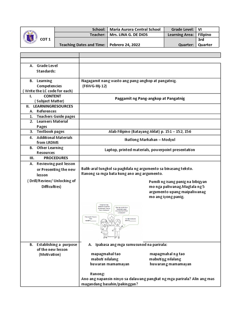 COT 1 Filipino 6 | PDF