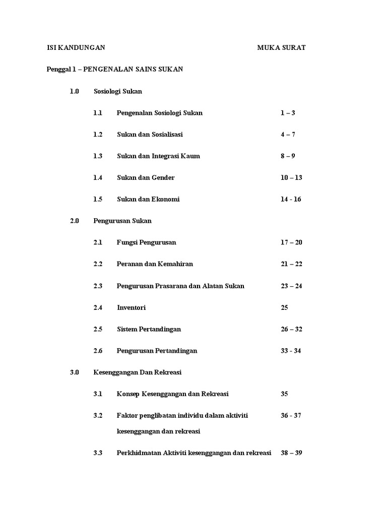 Isi Kandungan Modul Sains Sukan Prau | PDF