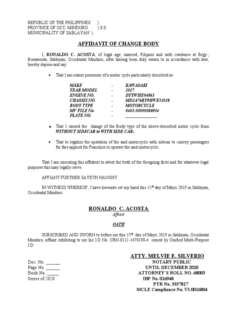 Acosta Melton Balderas Welding Shop Acosta | PDF | Affidavit | Motorcycling
