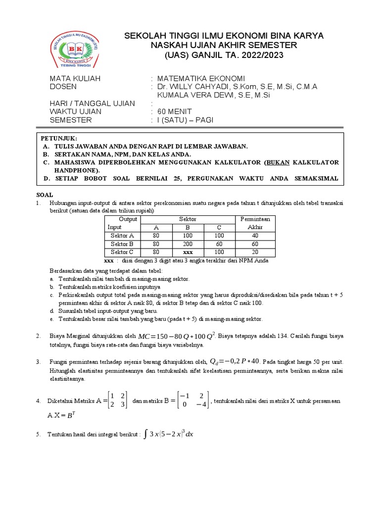 Uas Matekom 2023 BK | PDF