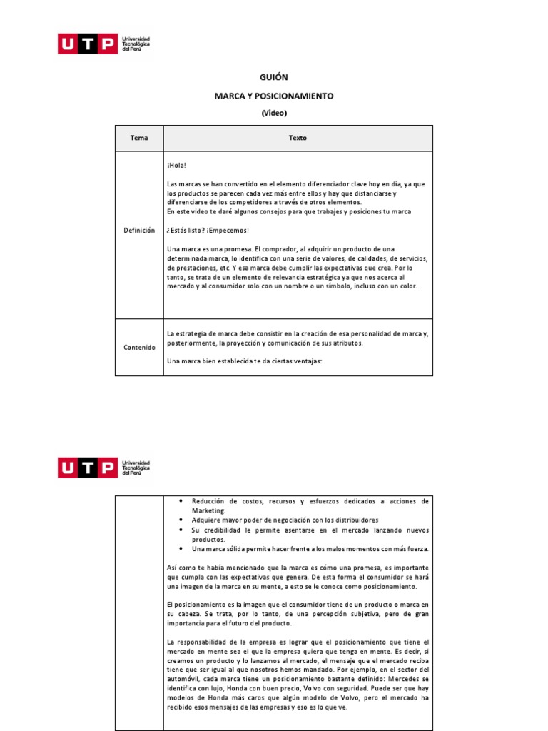 Semana 9-Guion-Marca y Posicionamiento | PDF | Marca | Producto (Negocio)