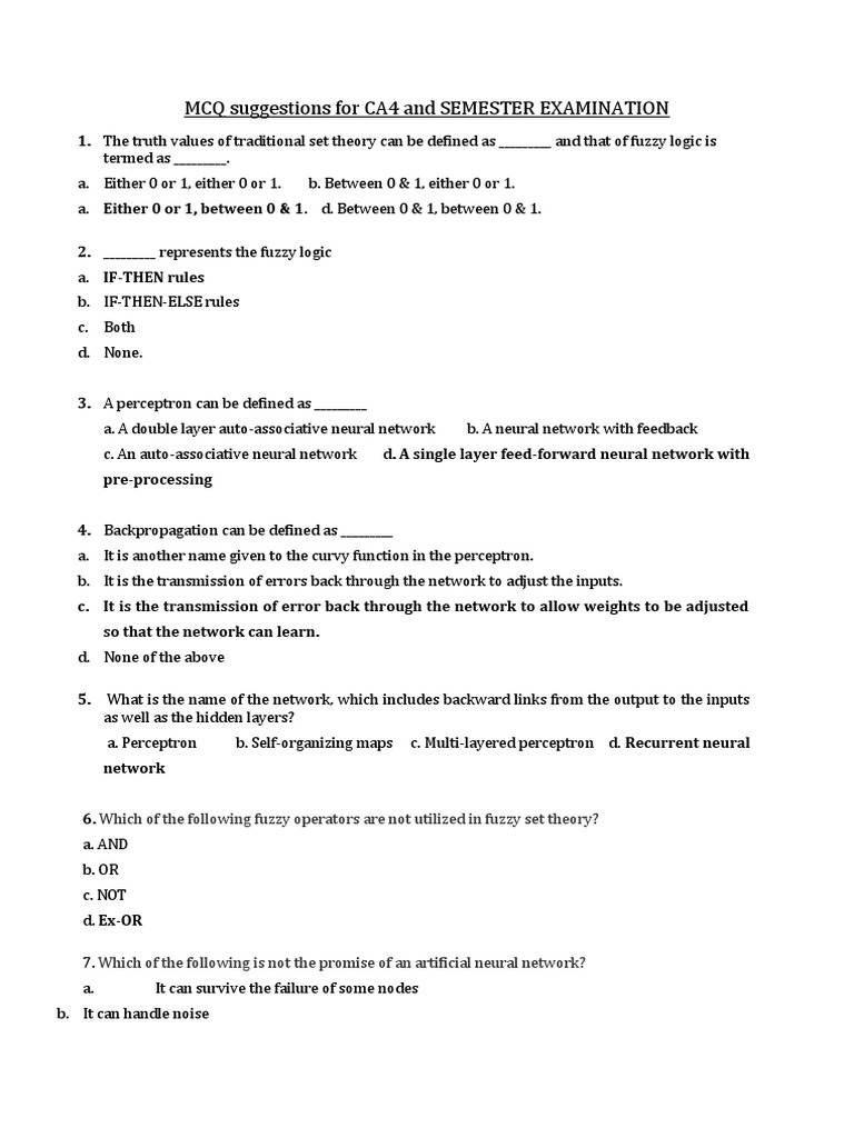 AI & Soft Computing Exam Prep | PDF | Fuzzy Logic | Artificial Neural Network