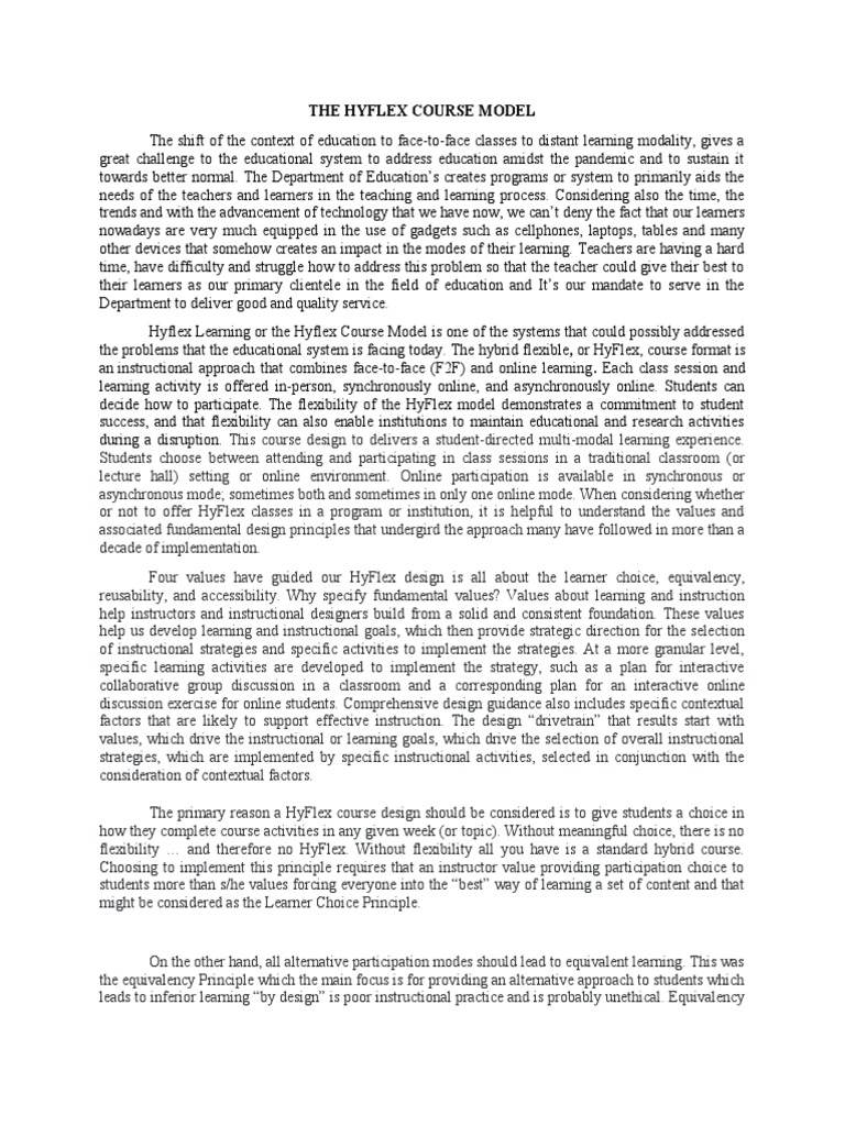 The Hyflex Course Model | PDF | Learning | Educational Technology