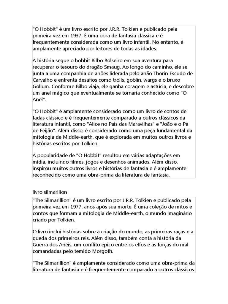 O Hobbit | PDF | História | Juvenil