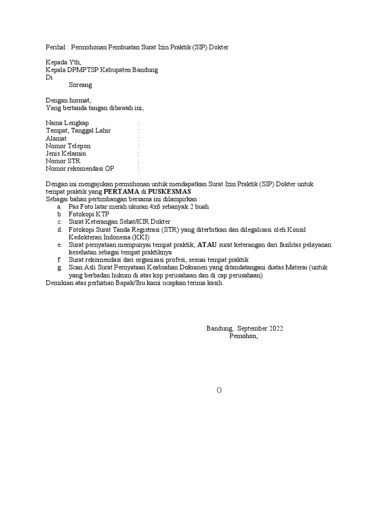Surat Permohonan Sip | PDF Surat Permohonan Sip | PDF