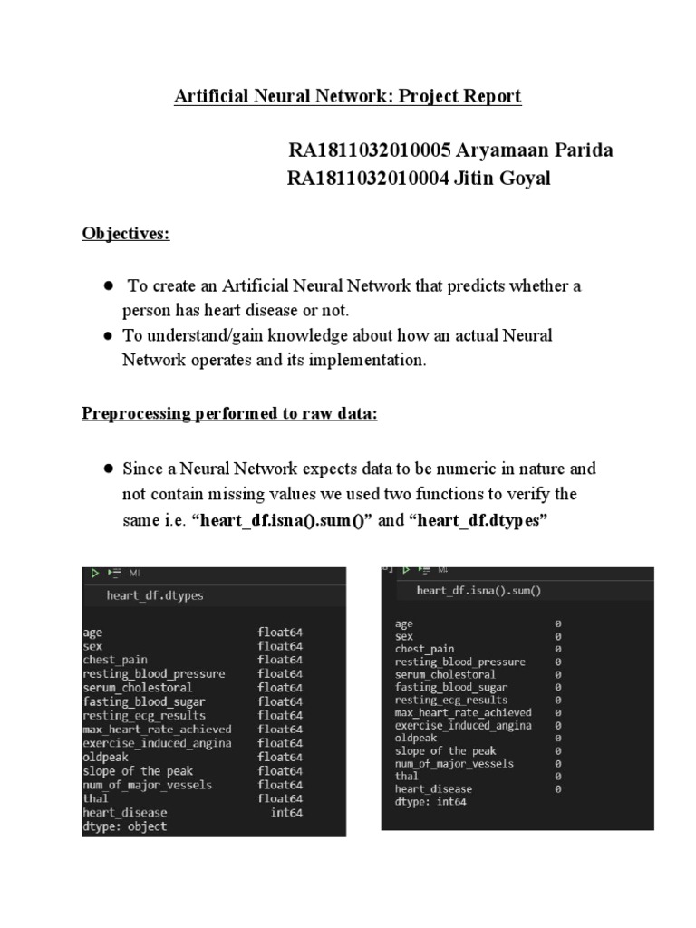 Predicting Heart Disease Using a Feedforward Neural Network: A Project Report on Developing and ...