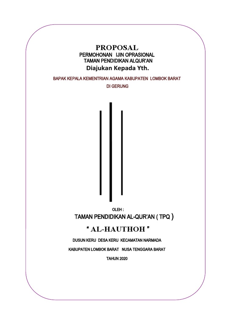 Proposal Ijin Oprasionl TPQ DA 2020 | PDF