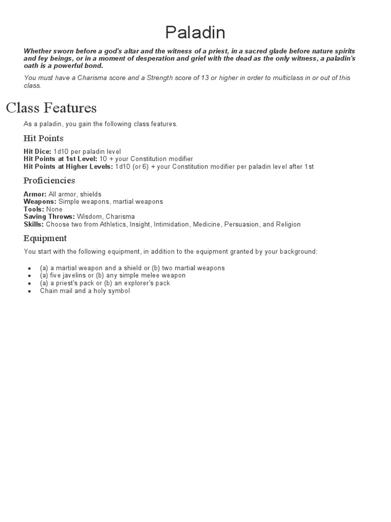 Paladin | PDF