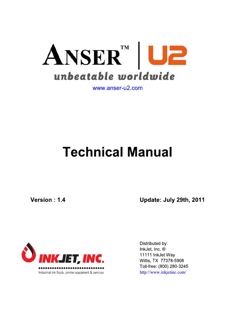 ANSER U2 Technical Manualv1.4 | PDF | Printer (Computing) | Belt ...