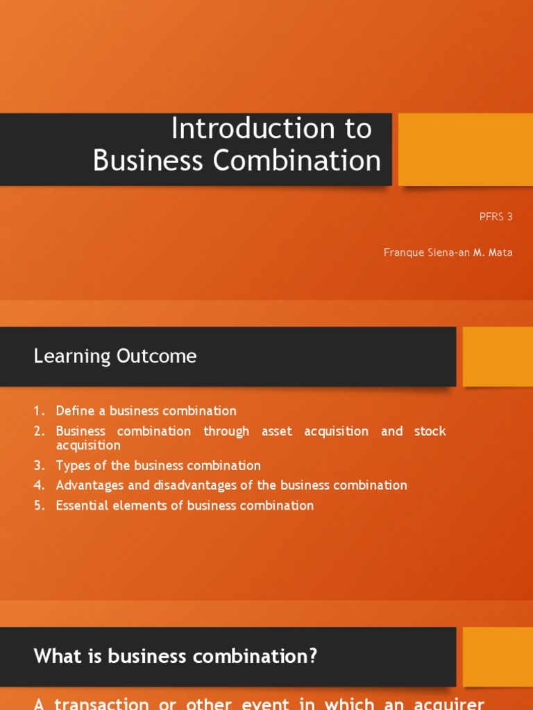 Introduction To Business Combination | PDF | Mergers And Acquisitions ...