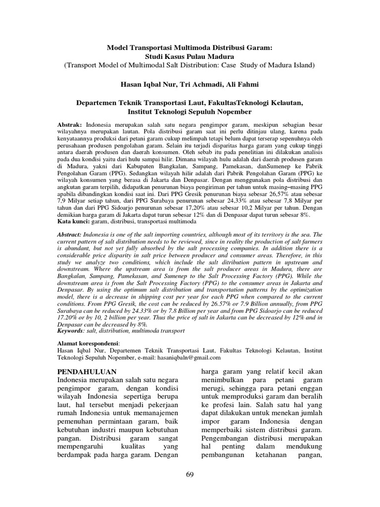 Model Transportasi Multimoda Distribusi Garam: Studi Kasus Pulau Madura ...