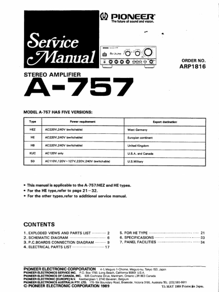 Pioneer - A-757 - Service Manual | PDF