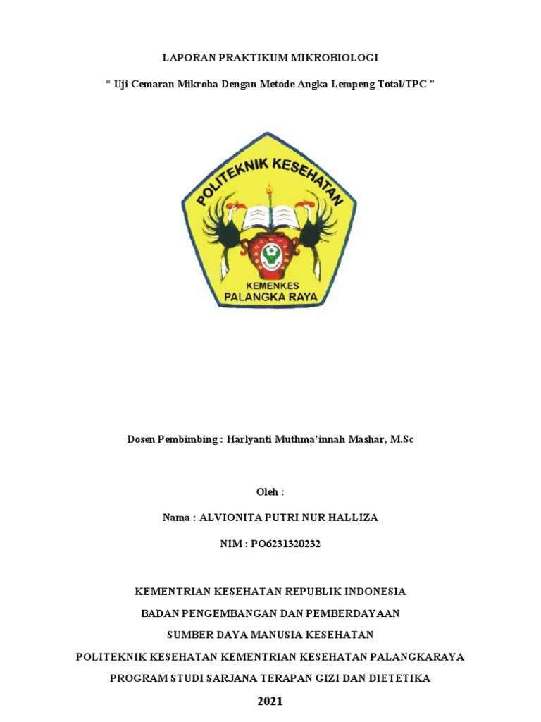 Laporan Praktikum Mikrobiologi " Uji Cemaran Mikroba Dengan Metode ...
