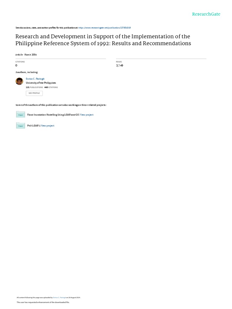 Research and Development in Support of The Impleme | PDF | Geodesy ...