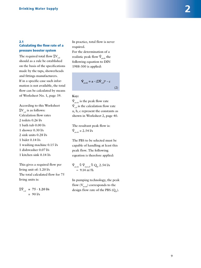 Booster Pump Flow Rate Calculation | PDF | Water | Discharge (Hydrology)
