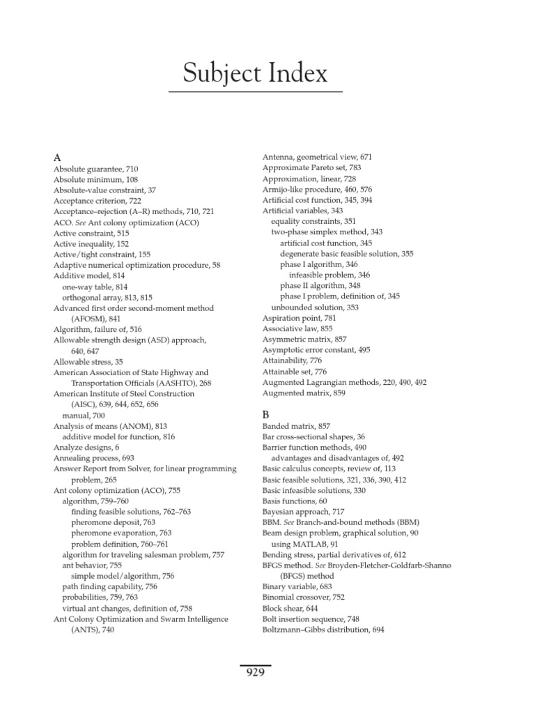 Subject Index - 2017 - Introduction To Optimum Design Fourth Edition | PDF | Mathematical ...