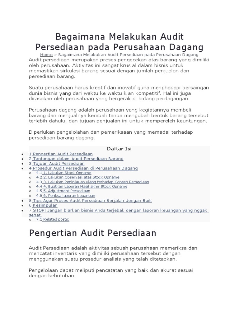 Audit Perusahaan Dagang | PDF