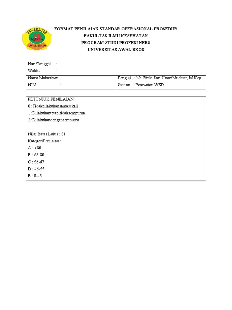 Sop Perawatan WSD | PDF