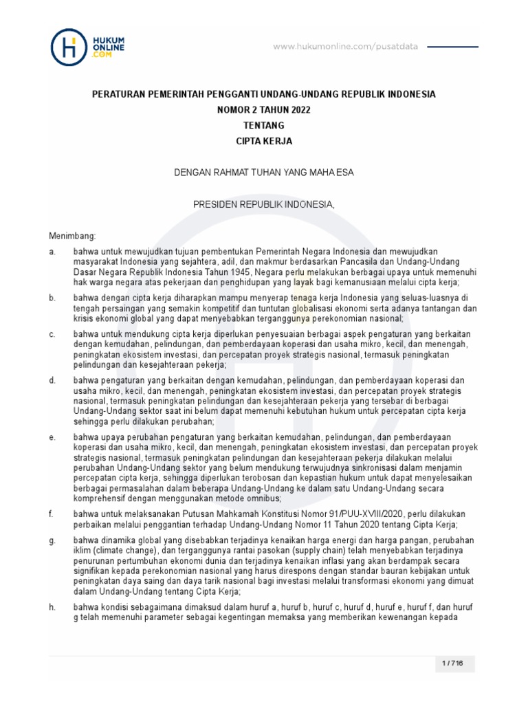Perpu No 2 2022 | PDF