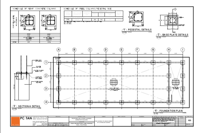 A B C D E H I F G: Pedestal Details 1 Base Plate Details 2 | PDF ...