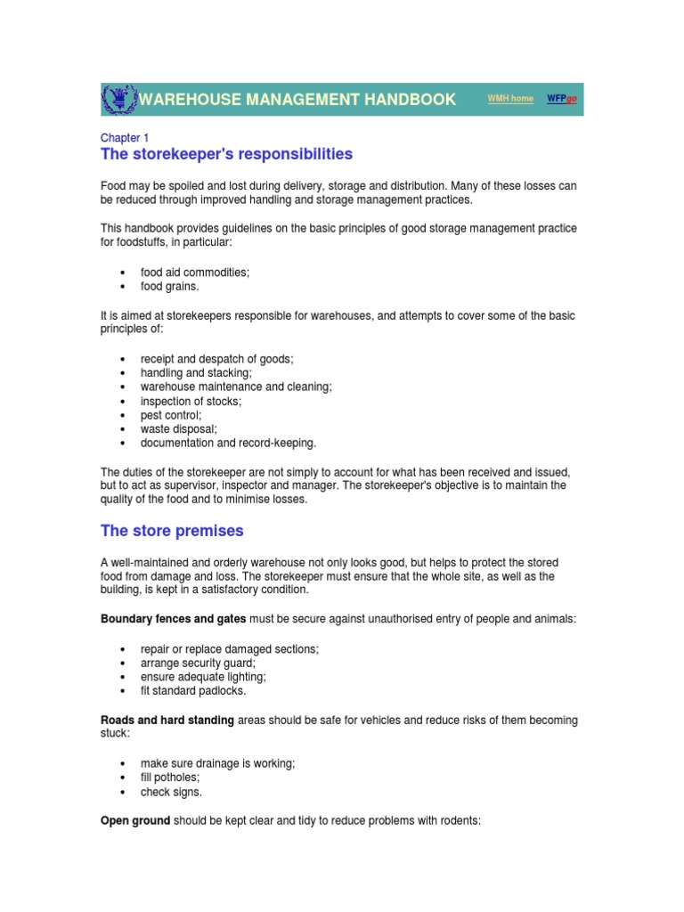 Warehouse Guide for Storekeepers | PDF | Pest Control | Warehouse