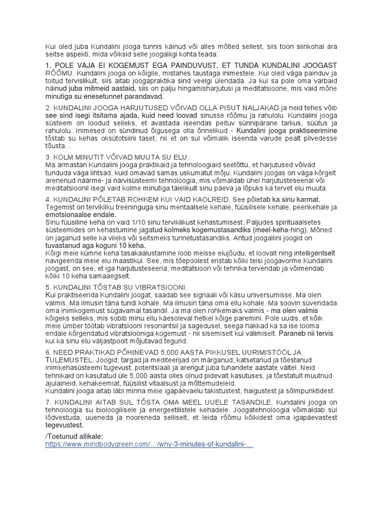 7 Fakti Kundalini Jooga Kohta | PDF