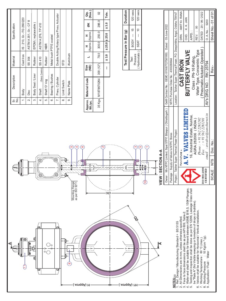 Gad BFV NTPC Sipat Po#4000280644 | PDF | Valve | Mechanical Engineering