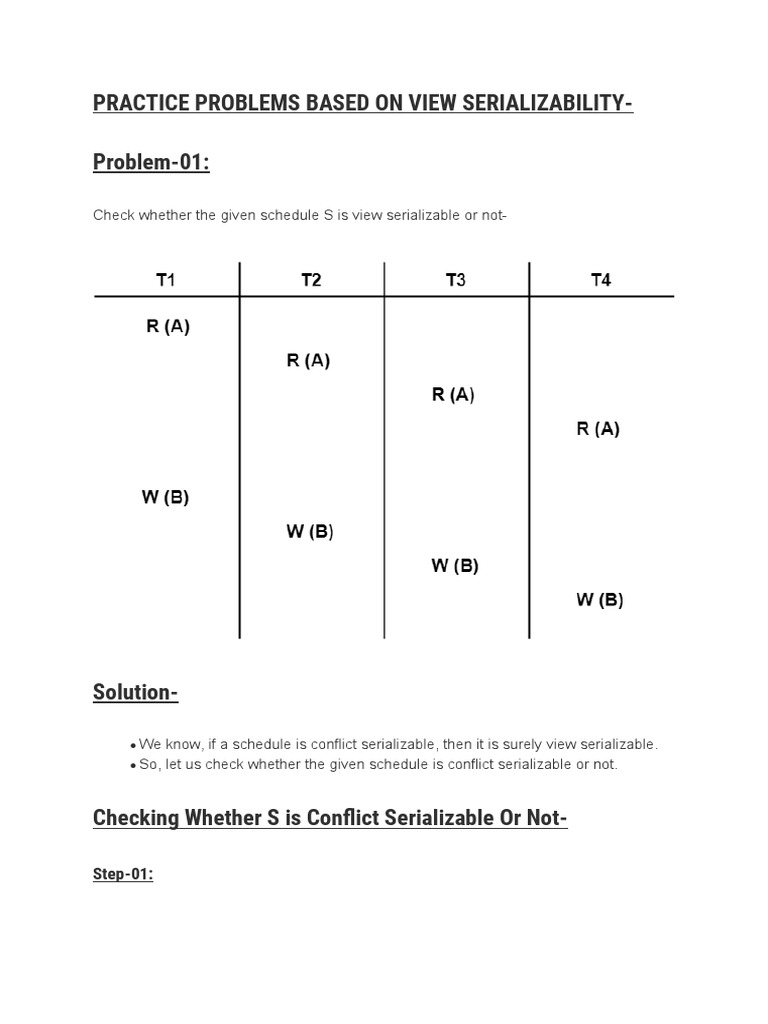 Problems On View Serializability | PDF | Concurrency (Computer Science) | Computational Problems