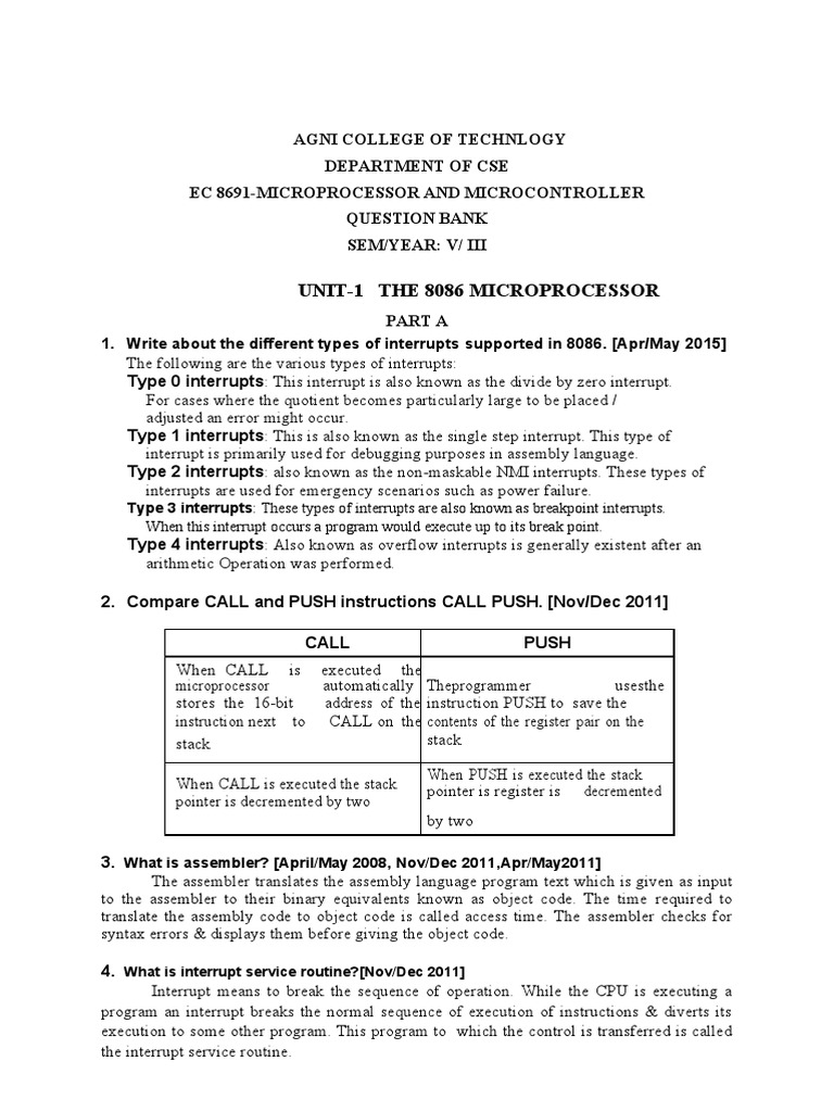 Ec8691-5 Units MPMC Notes | PDF | Binary Coded Decimal | Central ...