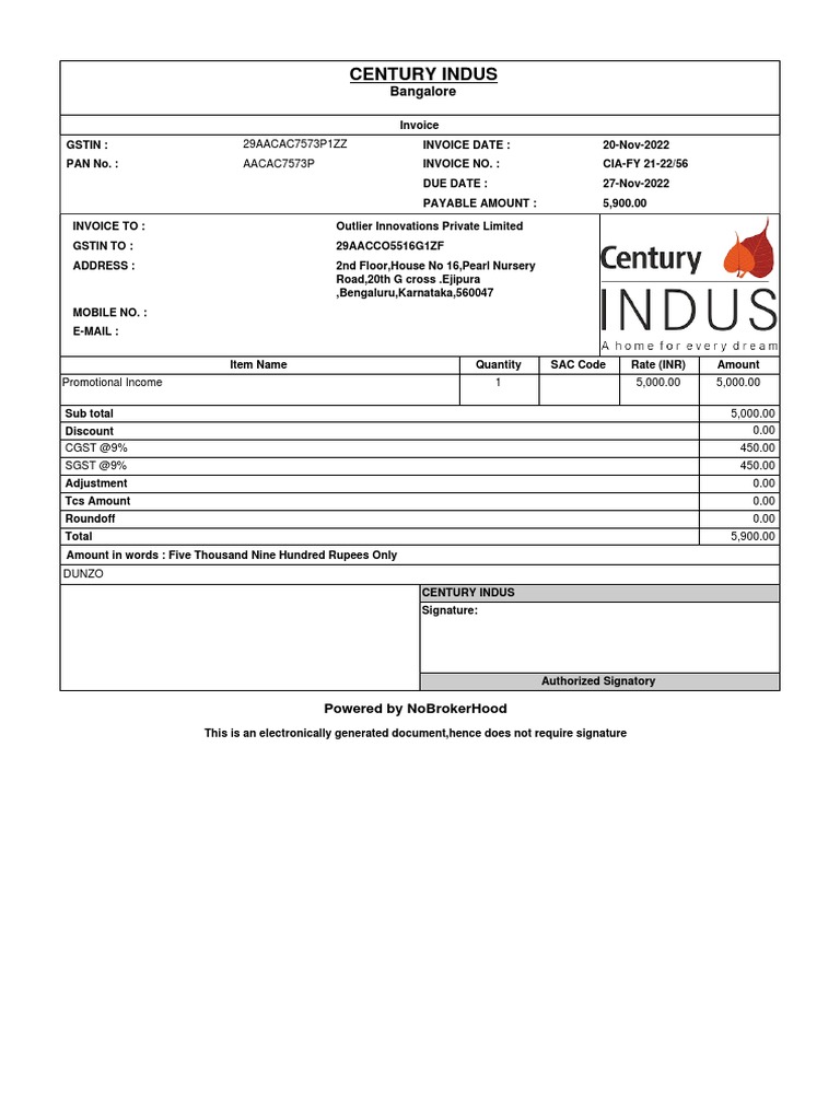 Dunzo Invoice | PDF | Invoice | Economies