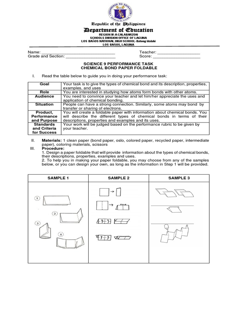 Performance Task 2 | PDF | Chemical Bond | Chemistry
