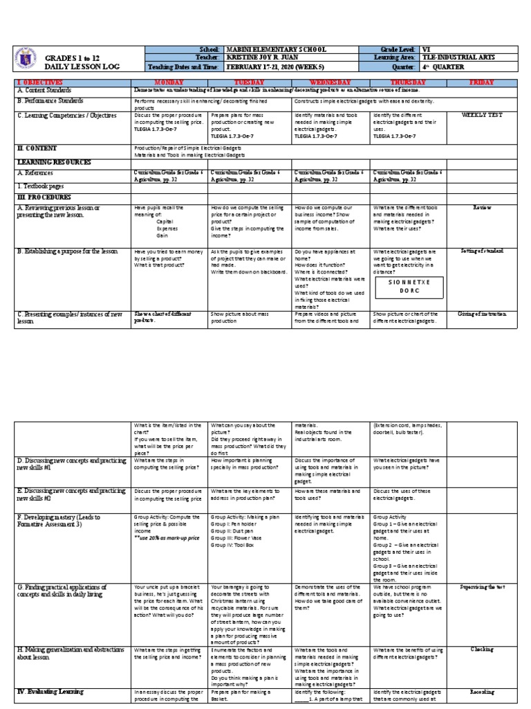 Epp 6 - Ia 4TH Q - Week5 | PDF | Curriculum | Cognitive Science