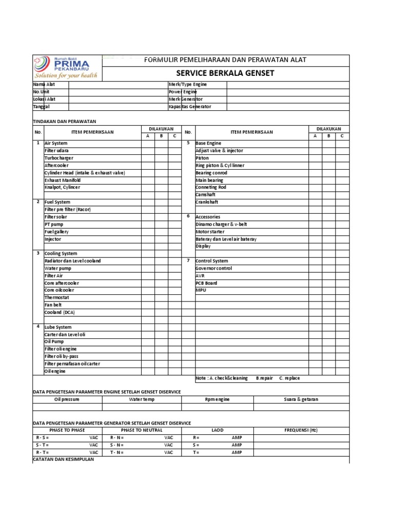 Form Genset 2016 | PDF