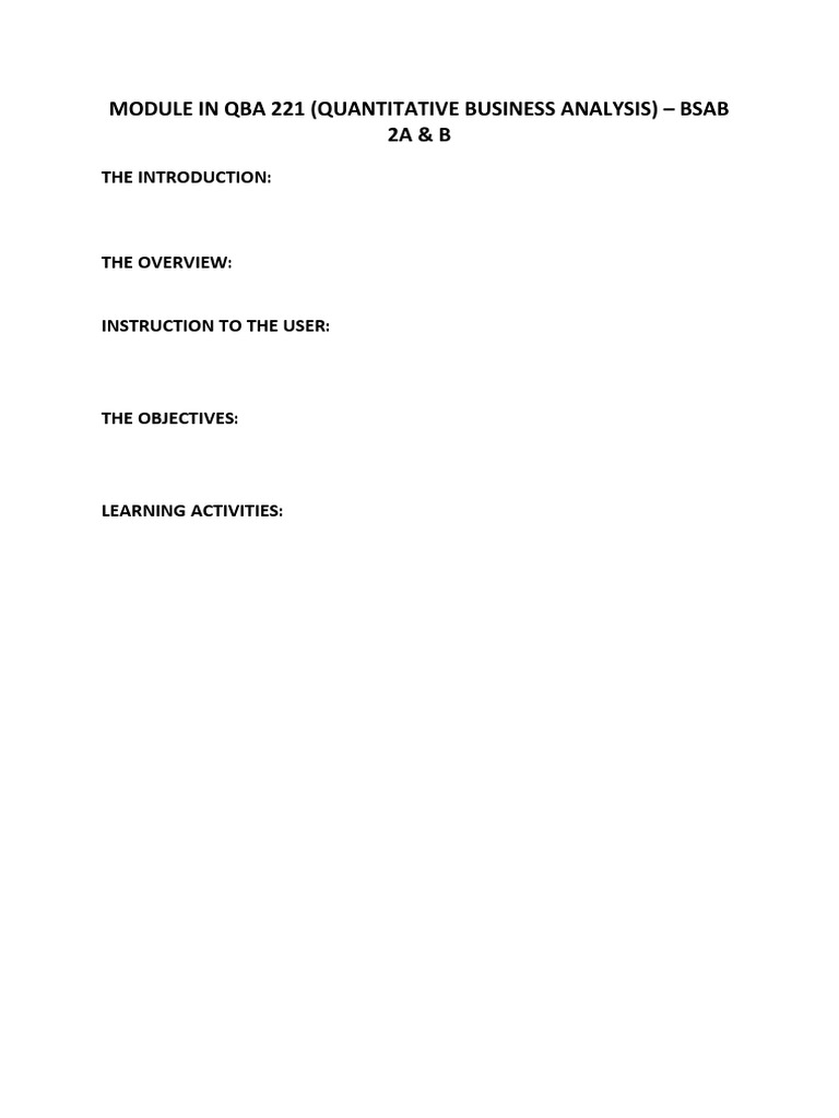 Qba 221 Quantitative Business Analysis Download Free Pdf Mathematical Optimization Linear 