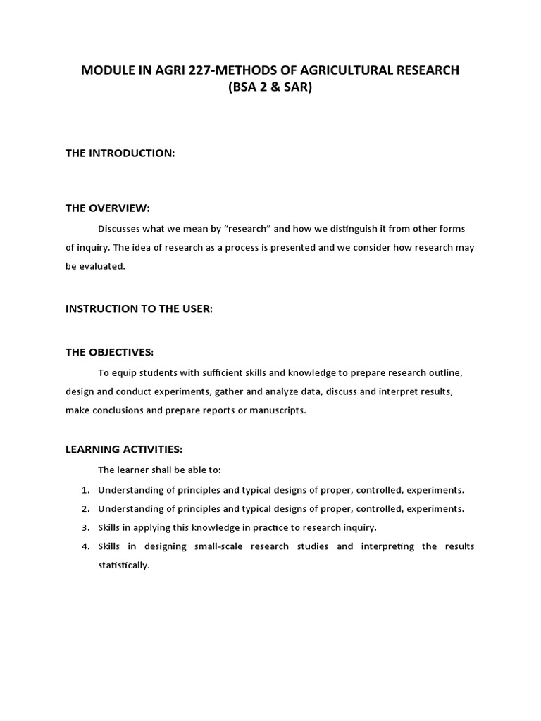 Agri 227-Methods of Agricultural Research | PDF | Scientific Method ...