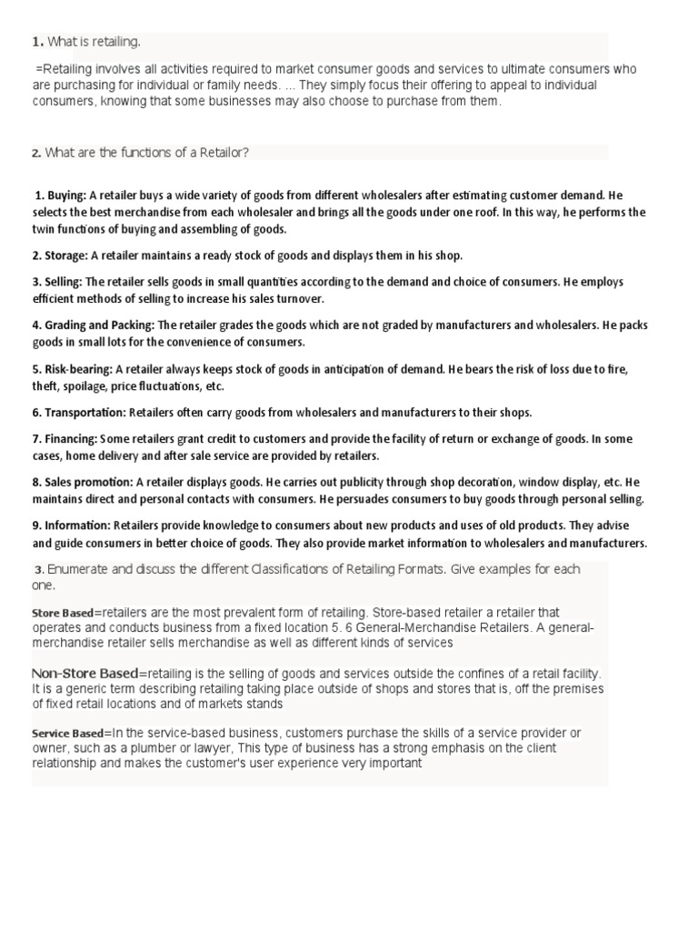 What Is Retailing. | PDF | Retail | Goods