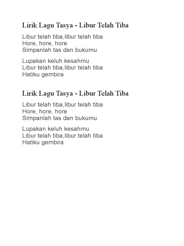 Lirik Lagu Tasya | PDF
