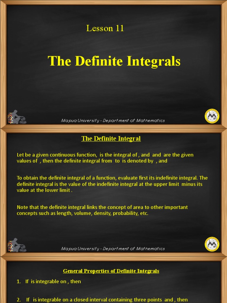 Lesson 11 Definite Integrals | PDF | Integral | Function (Mathematics)