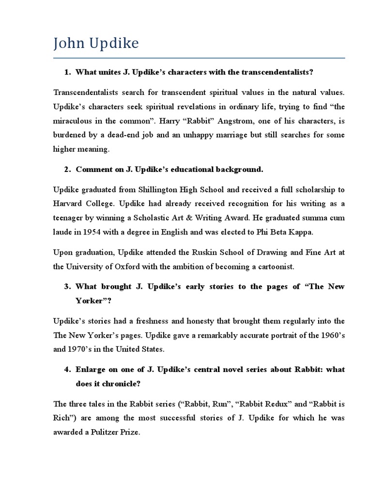 John Updike | PDF | English Language Literature | Novels